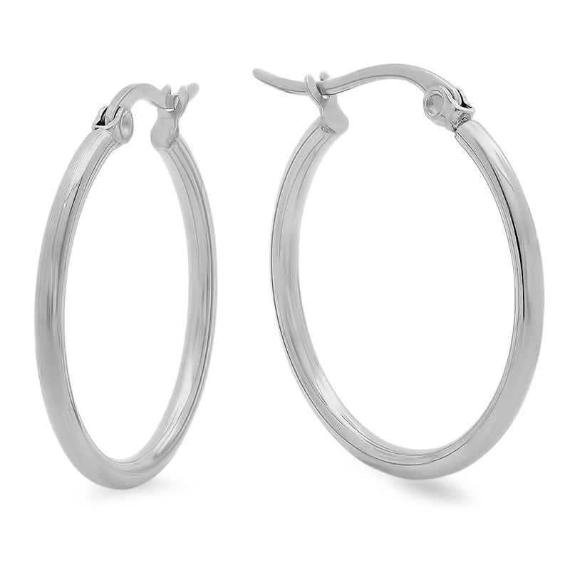 SteelTime Stainless Steel Rounded Hoop Earrings For Women - Walmart.com