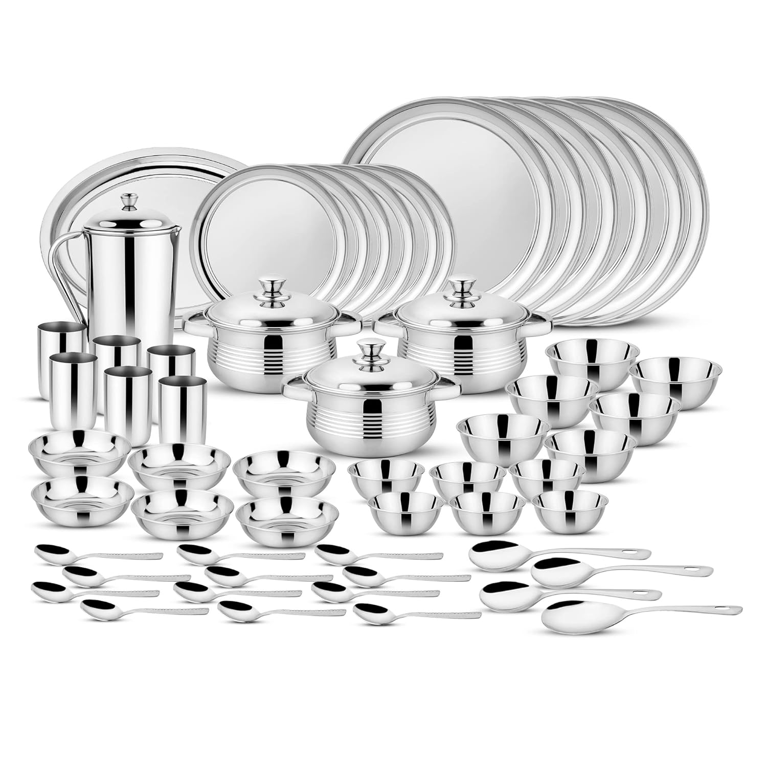 Steelcraft Premium Stainless Steel Dinner Set Super Deluxe 57 Pcs High ...