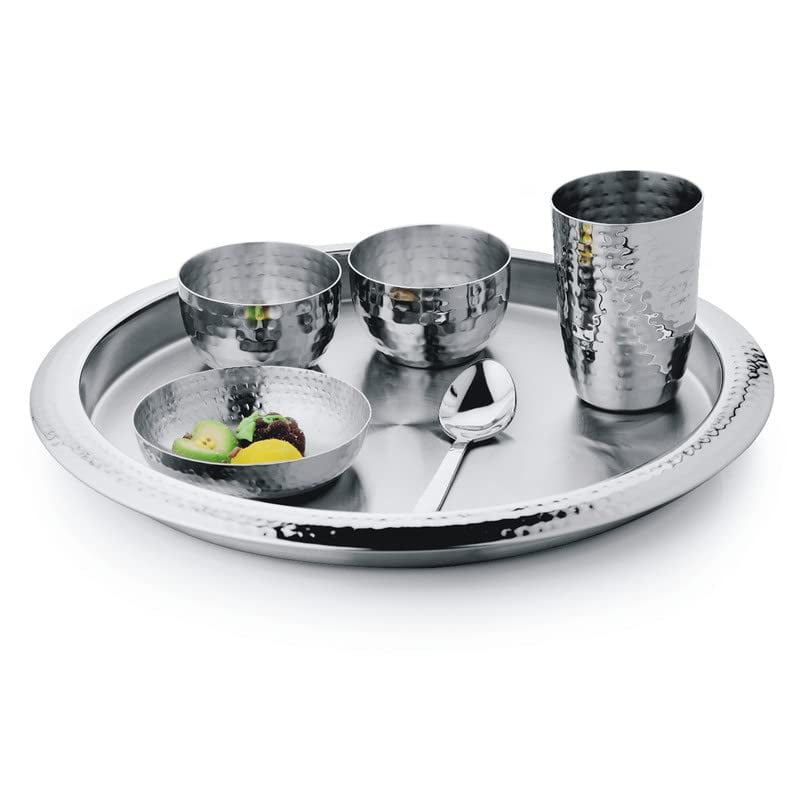 Steelcraft Premium Stainless Steel Sliver Finish Plated Hammered Design ...