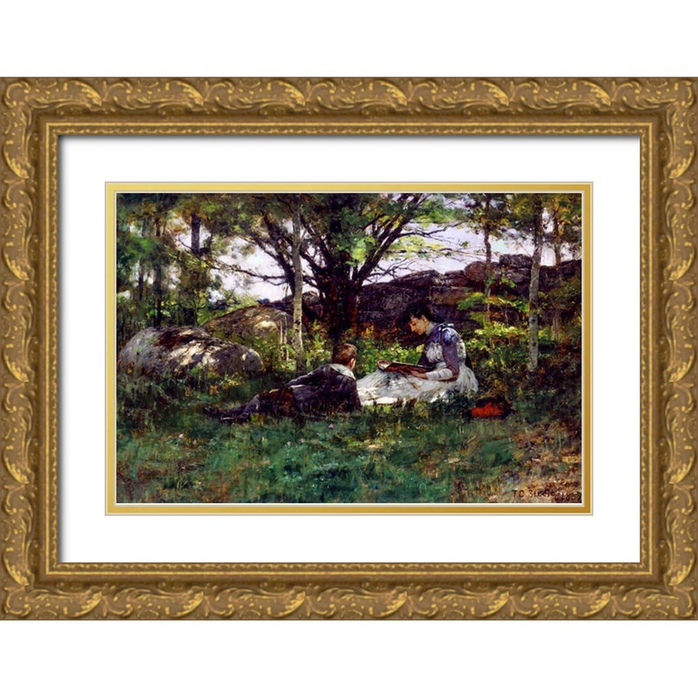 Steele, Theodore Clement 14x11 Gold Ornate Wood Framed with Double ...