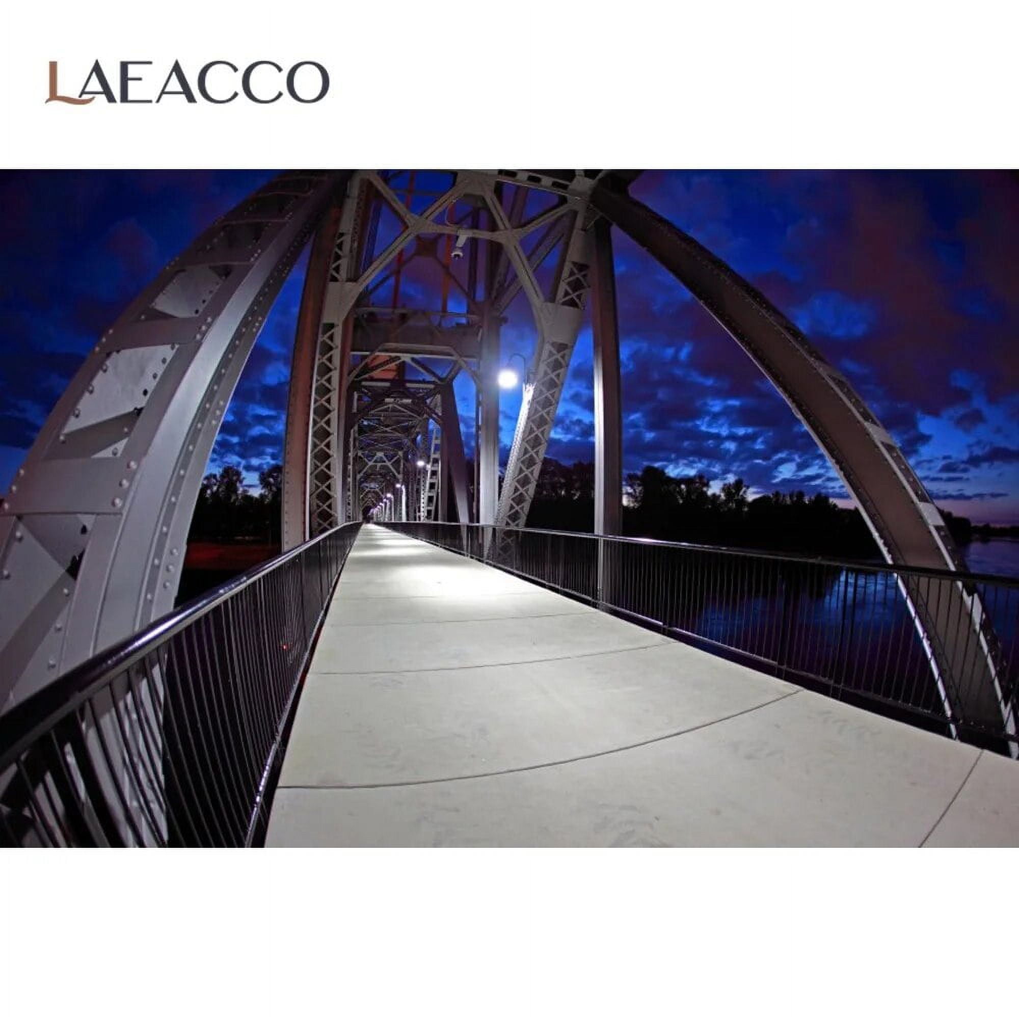 Steeled Bridge Pathway Lake Night Scenic Moon 3D Pattern Photographic ...