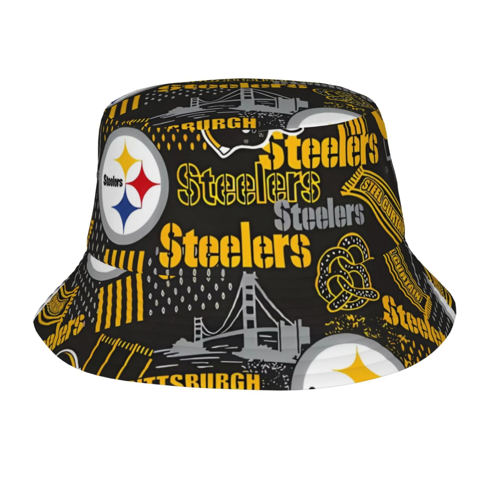 Steelers Bucket Hat Football Team Logo Custom Full printing Sun Hat ...