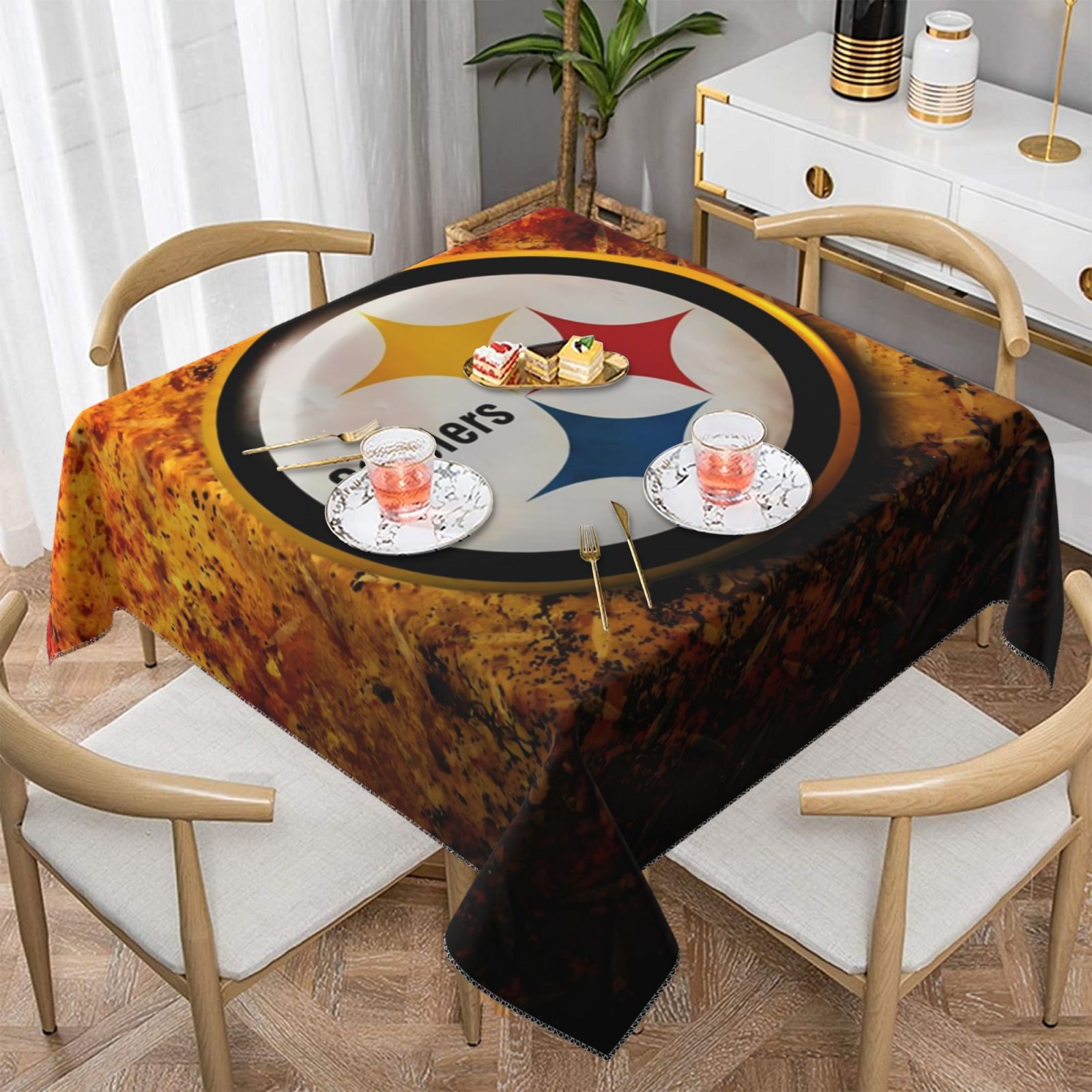 Steelers Football Sports Theme Tablecloth (55" x 55"), Wrinkle ...