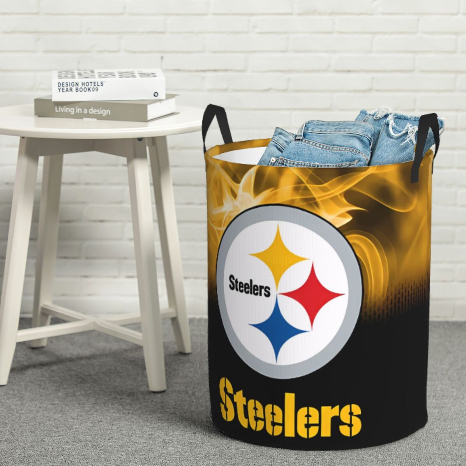 Steelers Football Team Custom Laundry Basket with Handle Round Single ...