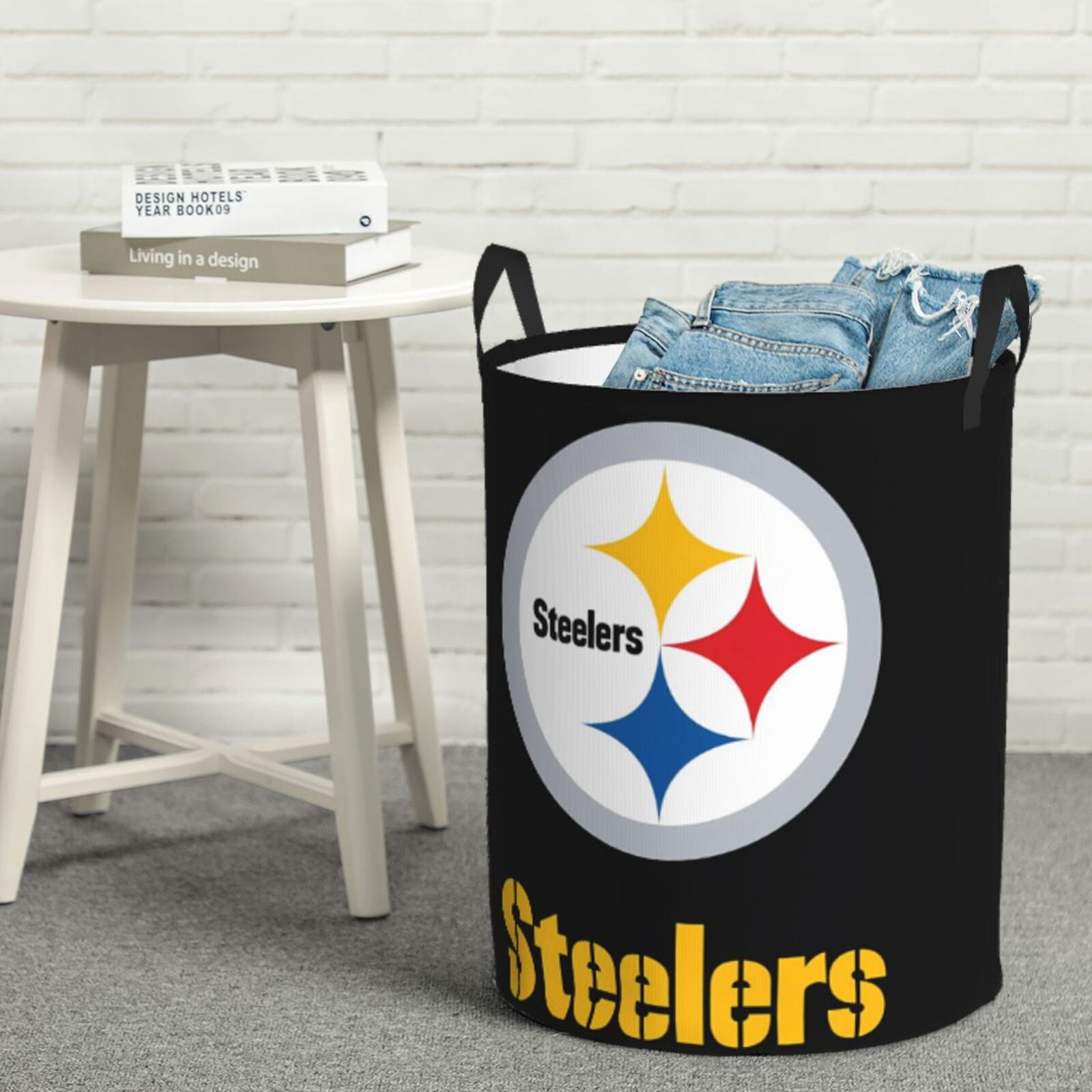 Steelers Football Team Custom Laundry Basket with Handle Round Single ...