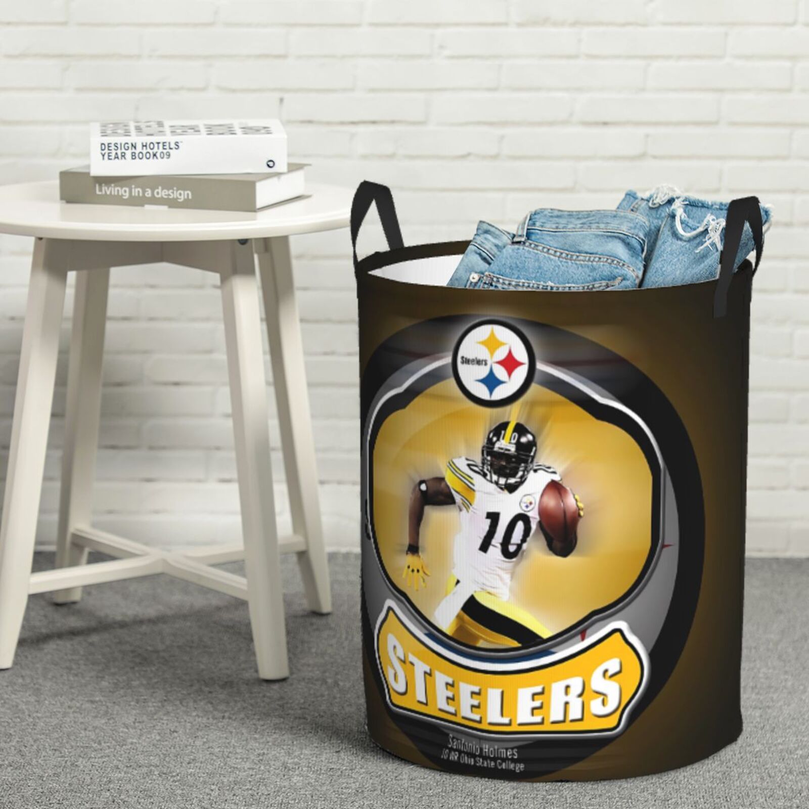 Steelers Football Team Custom Laundry Basket with Handle Round Single ...