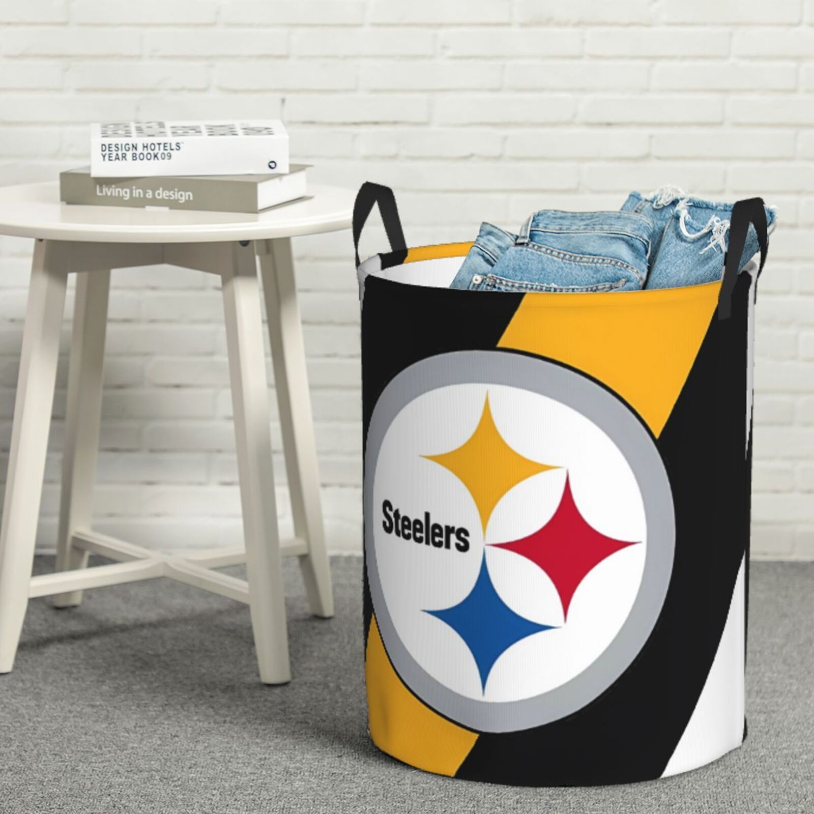 Steelers Football Team Custom Laundry Basket with Handle Round Single ...