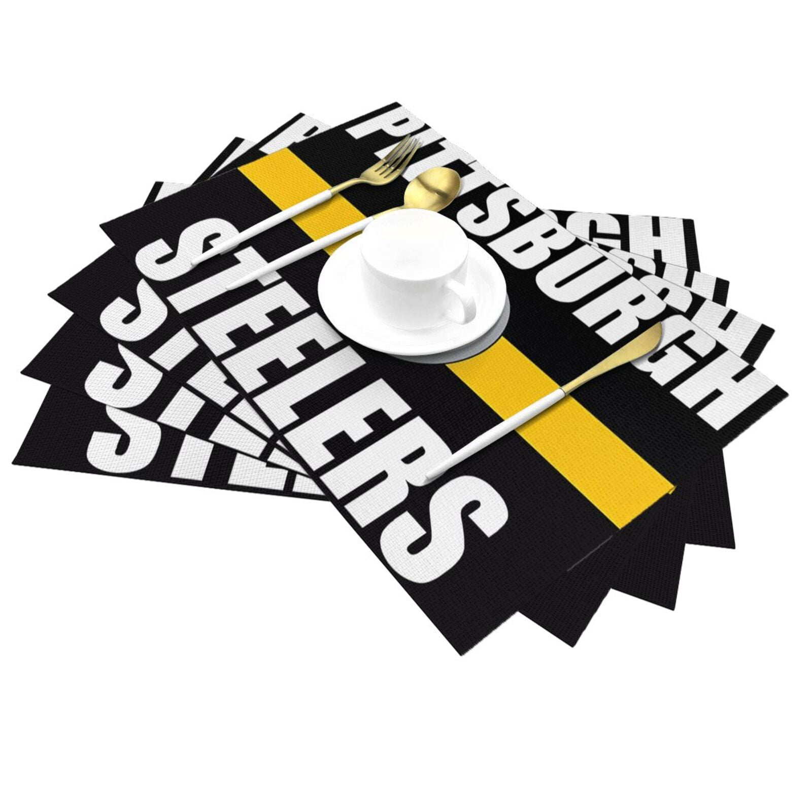 Steelers Football Team Non-Slip Woven PVC Placemats, Durable and Easy ...