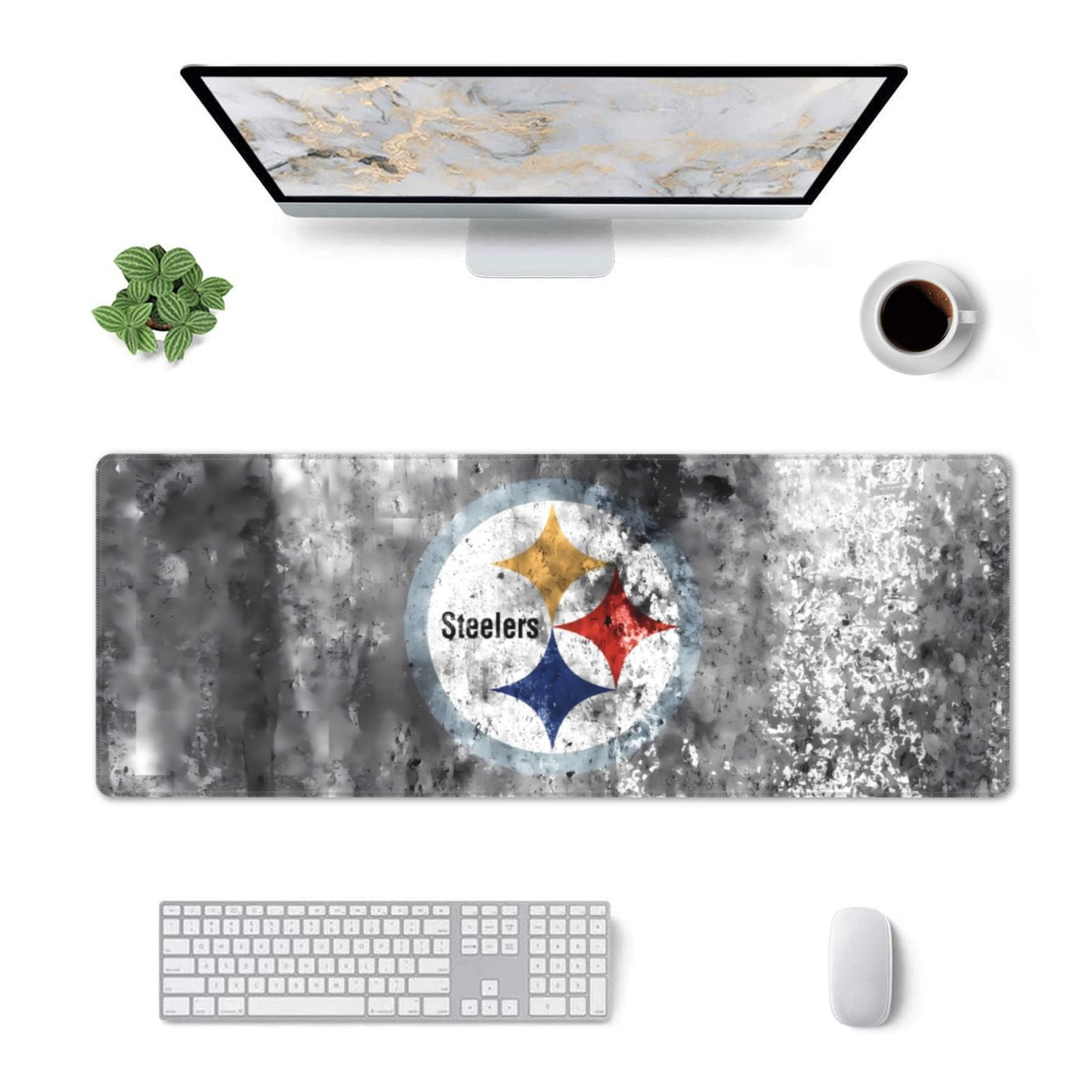 Steelers Football Team Oversized Rubber Keyboard Mat 12x31.5in - Non ...