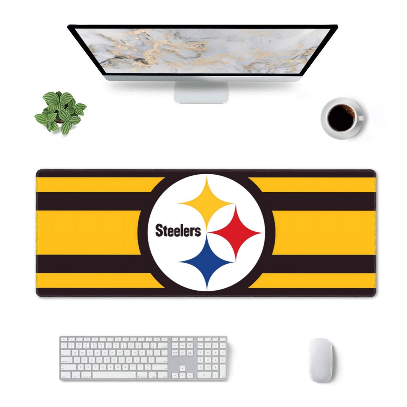 Steelers Football Team Pattern Oversized Rubber Keyboard Pad 12x31.5 ...