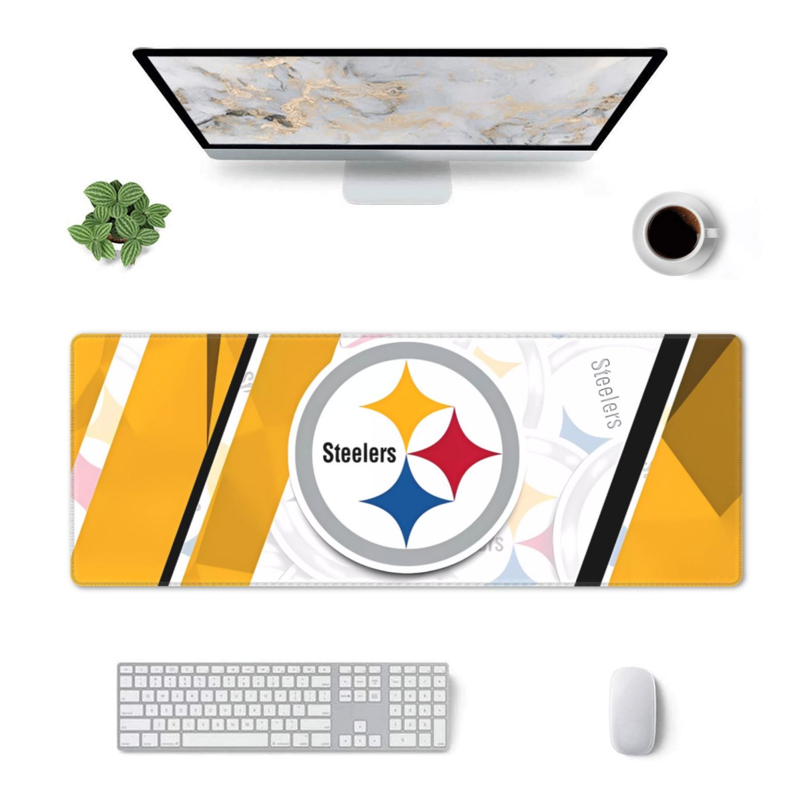 Steelers Football Team Pattern Oversized Rubber Keyboard Pad 12x31.5 ...
