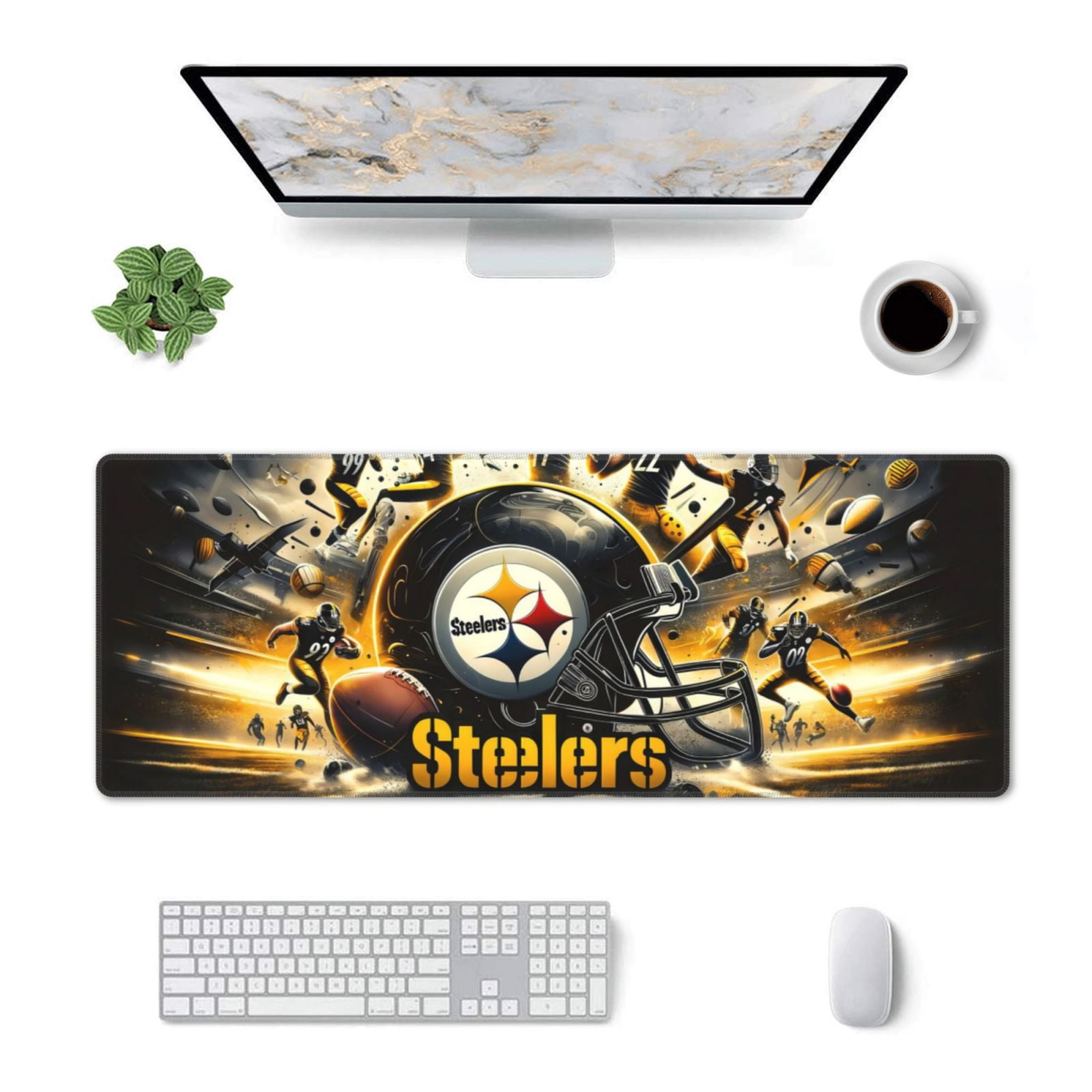 Steelers Football Team Pattern Oversized Rubber Keyboard Pad 12x31.5 ...
