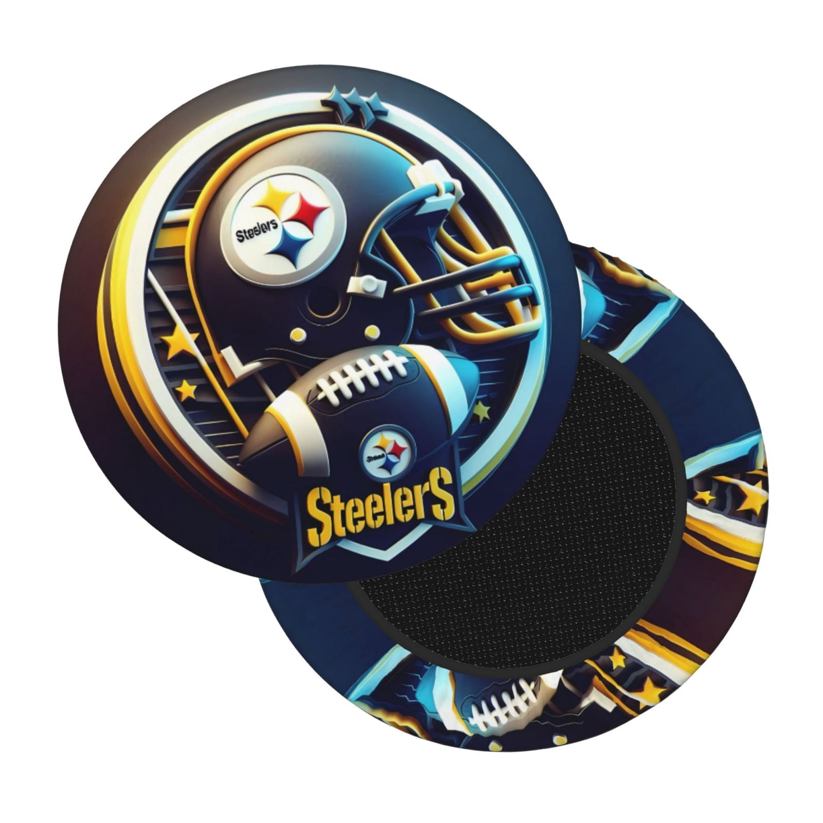 Steelers Football Team Print Round Bar Stool Seat Cover, Non-Slip And ...