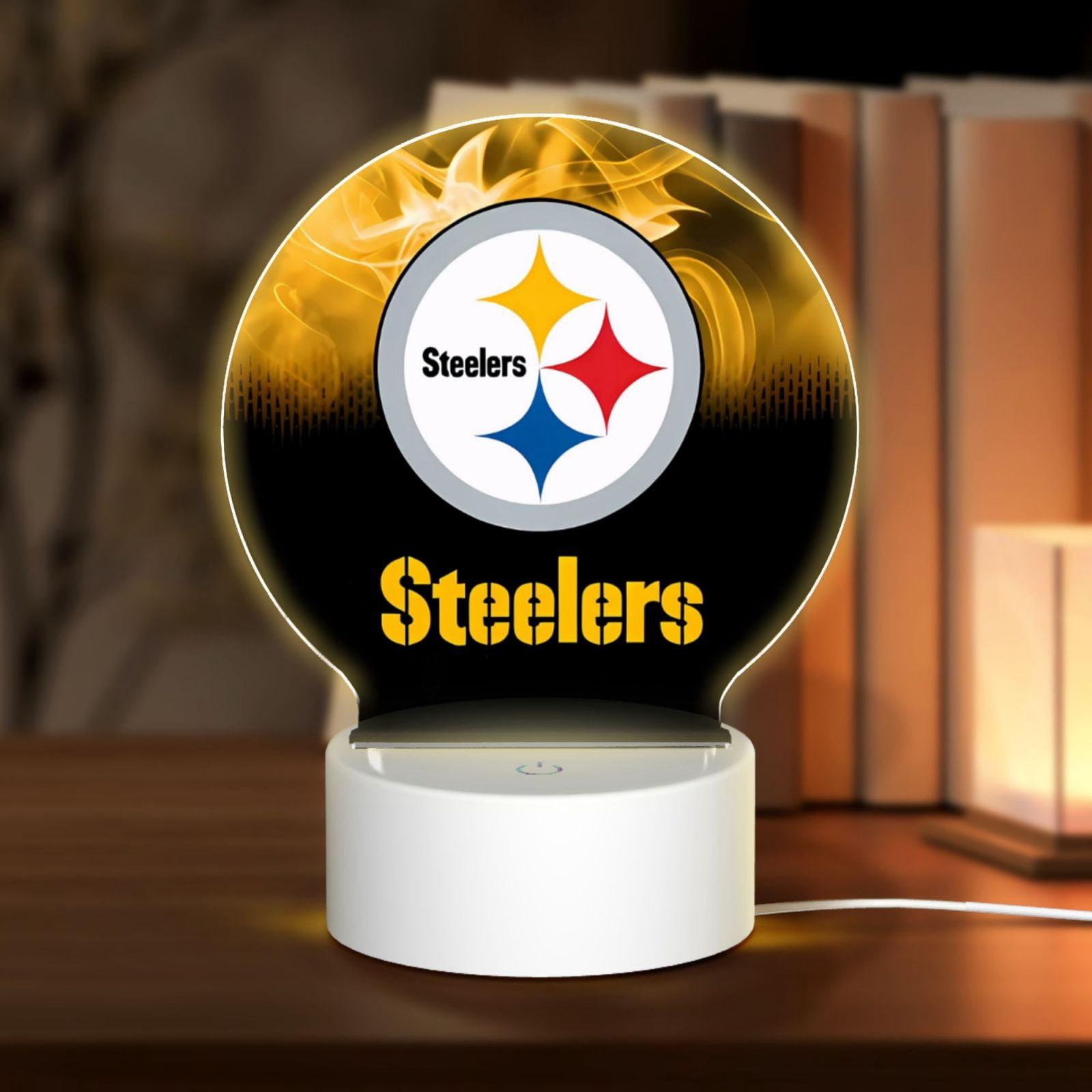 Steelers Football Team Round Acrylic Night Light Plug-in USB, Dimmable ...