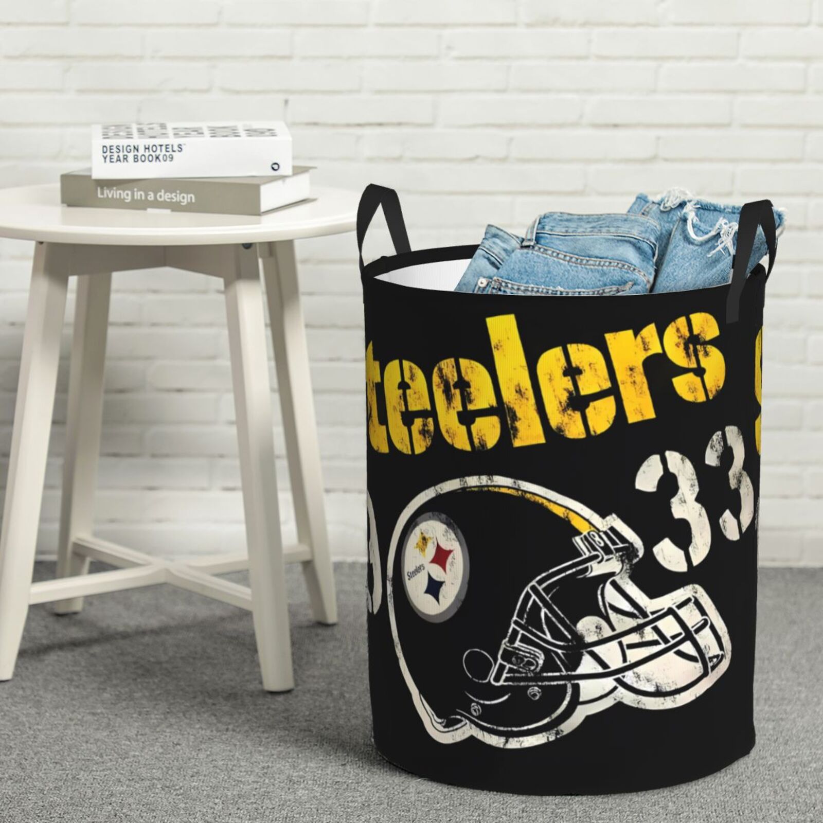 Steelers Football Team Round Single-Layer Dirty Clothes Basket Sports ...