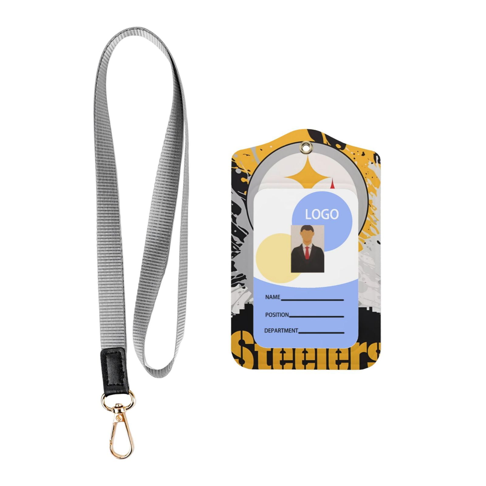 Steelers Hard Plastic ID Card Holder with Clear Window for Office ...