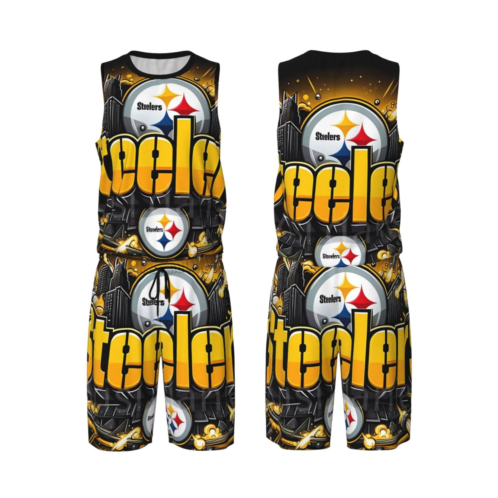 Steelers Men’s Basketball Uniform Set Men Basketball Jersey and Shorts ...