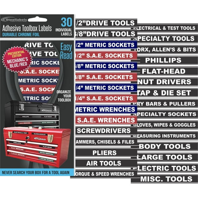 Steellabels - Tool Box Organizer Labels - Tough Foil adhesive decals ...