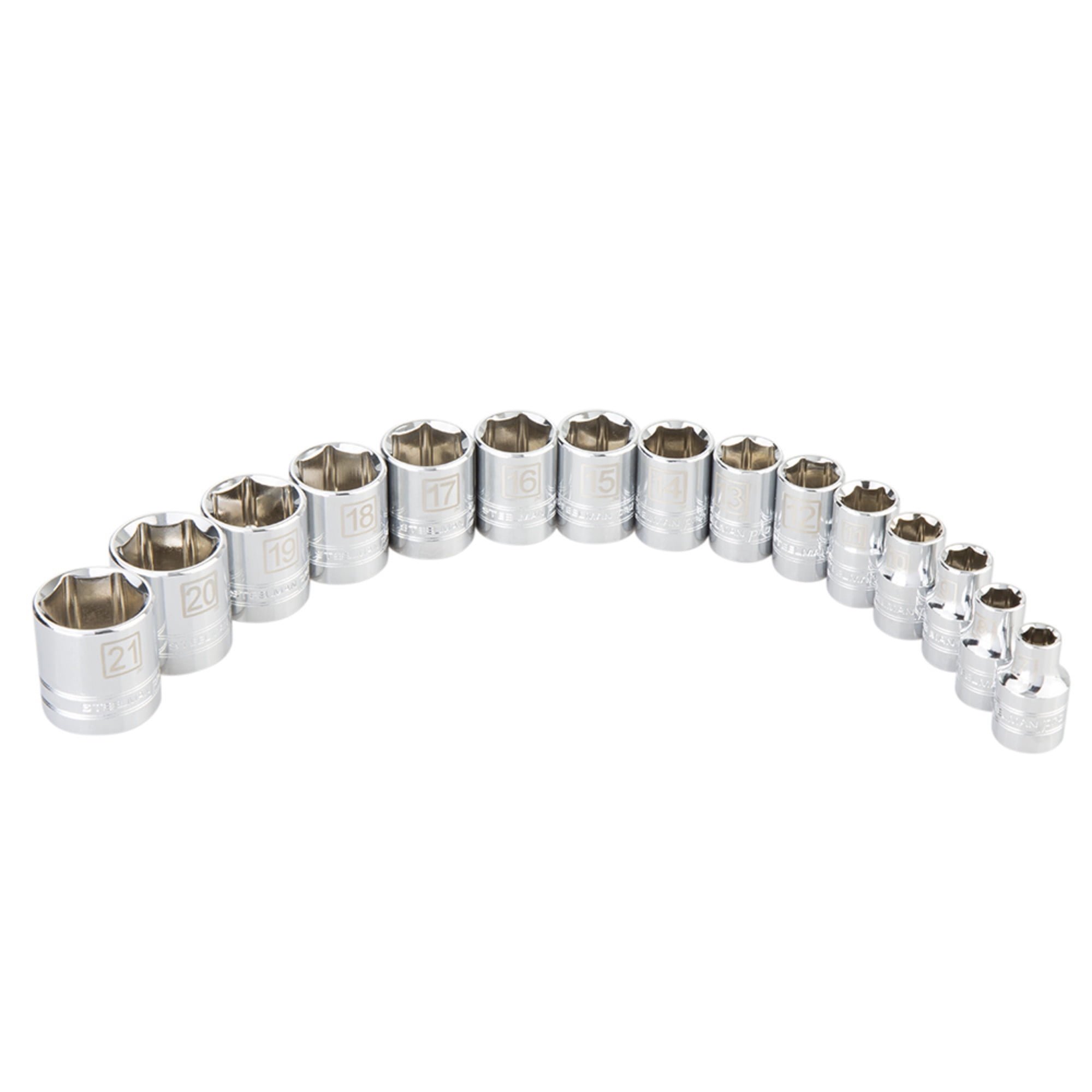 Steelman Pro 6-Pt Metric 15 Piece Socket Set / Storage Rail, 3/8 in ...