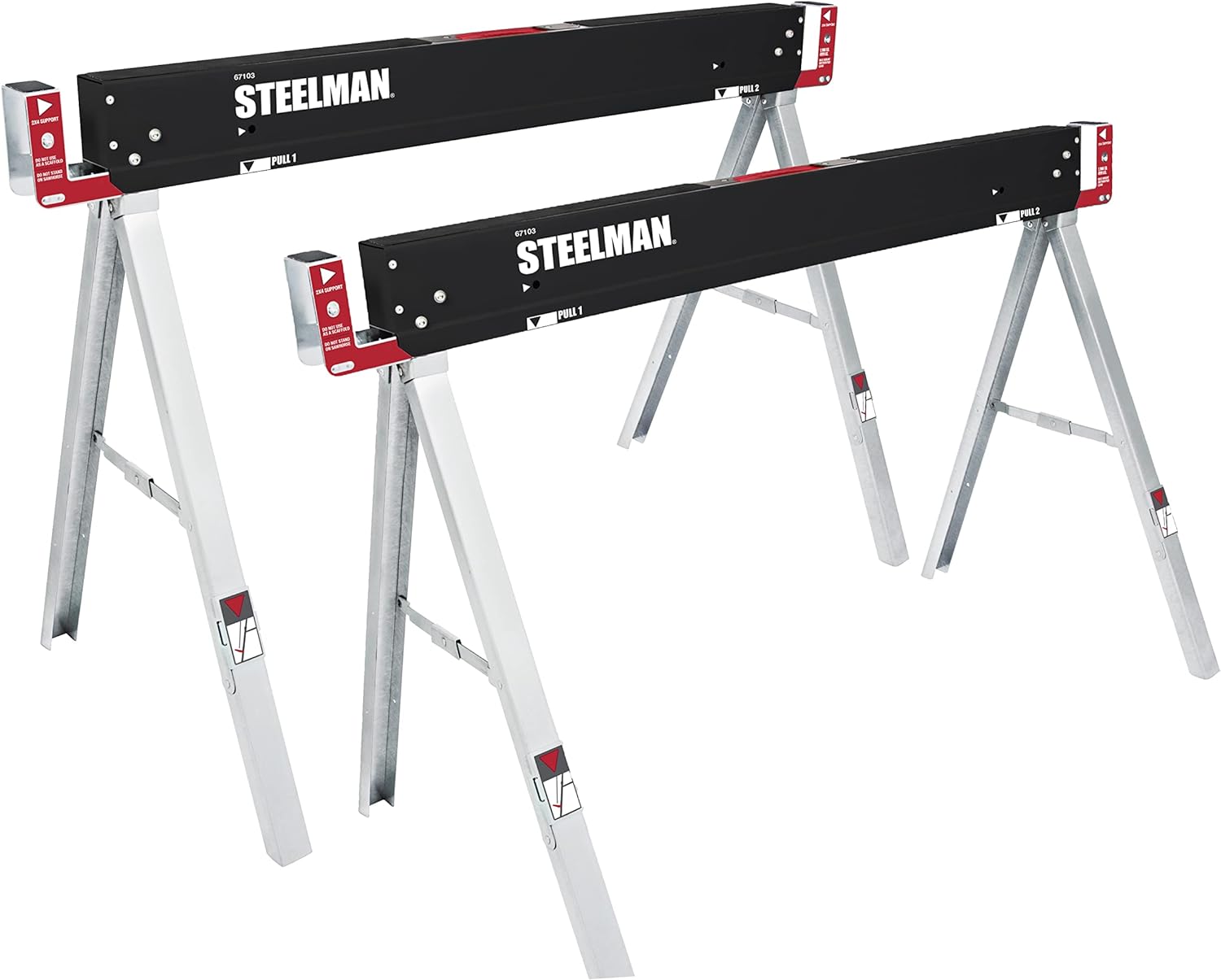 Steelman Work Table Folding Sawhorses, Set of Two, Durable Steel ...