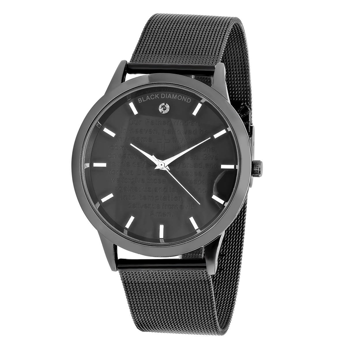 Steeltime Men's Stainless Steel Lords Prayer Analog Watch with a ...
