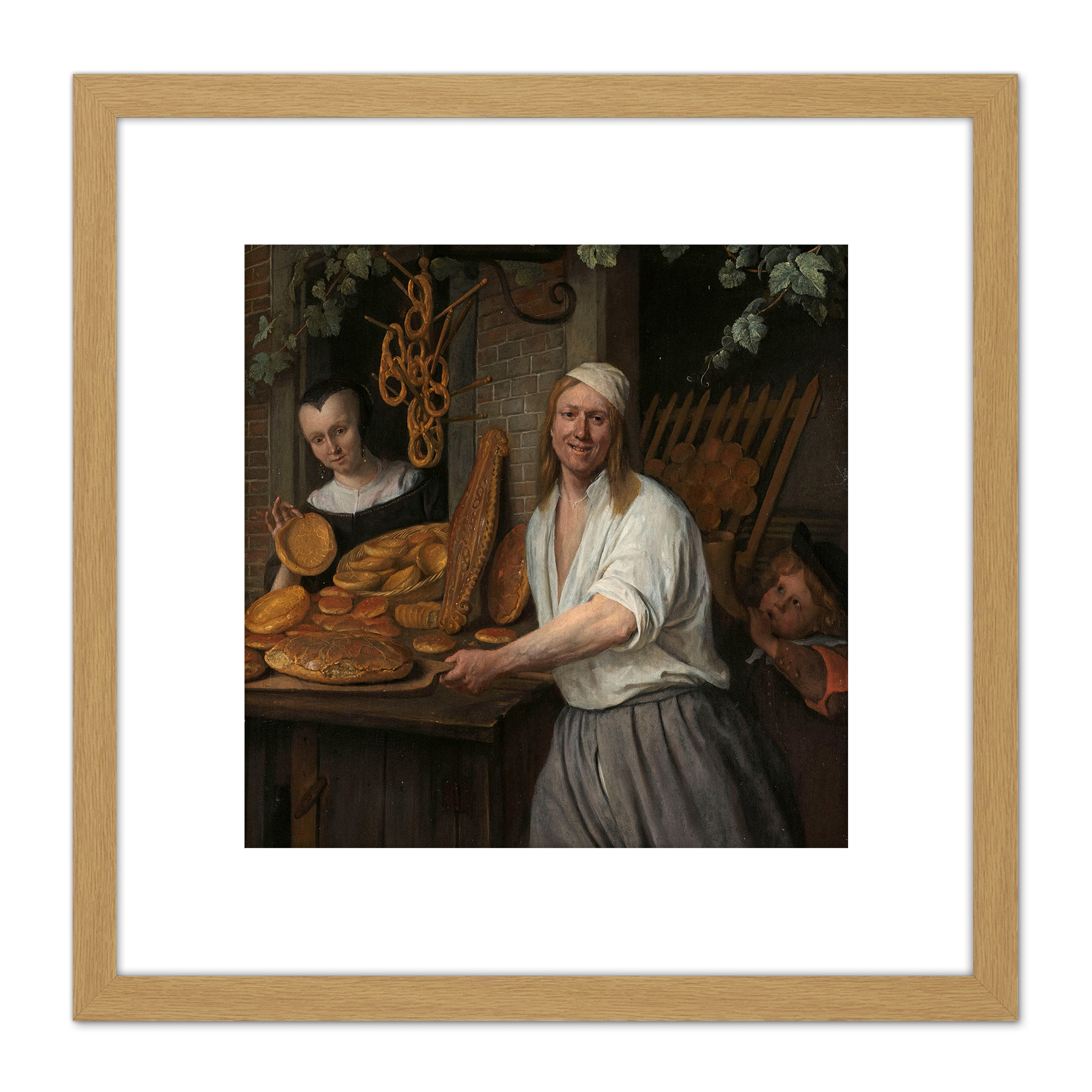 Steen The Baker And Wife Arent Oostwaard Painting 8X8 Inch Square ...