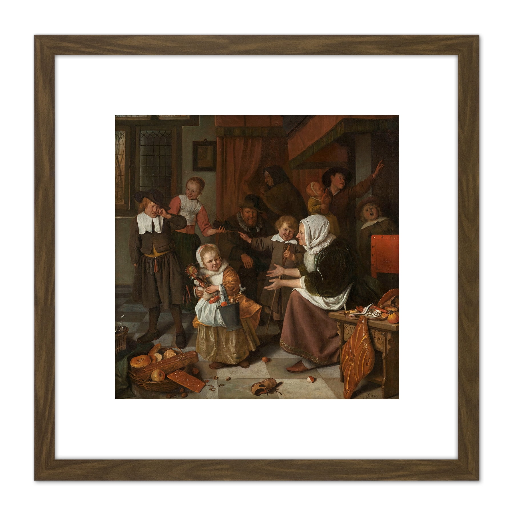 Steen The Feast Of St Nicholas Children Painting 8X8 Inch Square Wooden ...