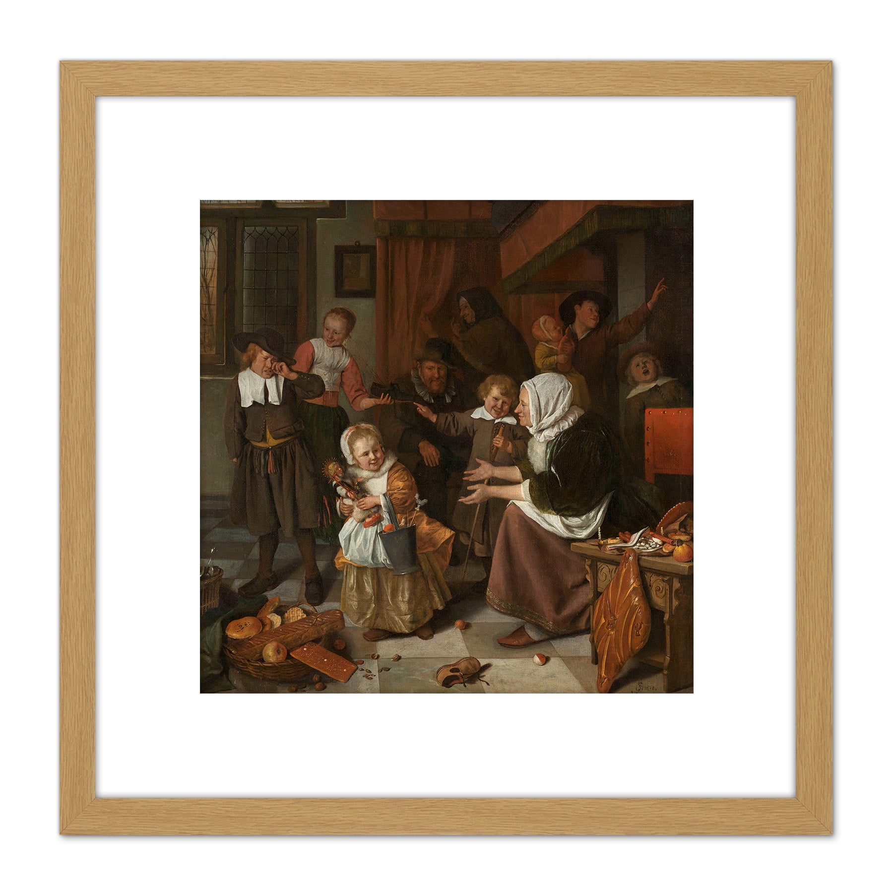Steen The Feast Of St Nicholas Children Painting 8X8 Inch Square Wooden ...