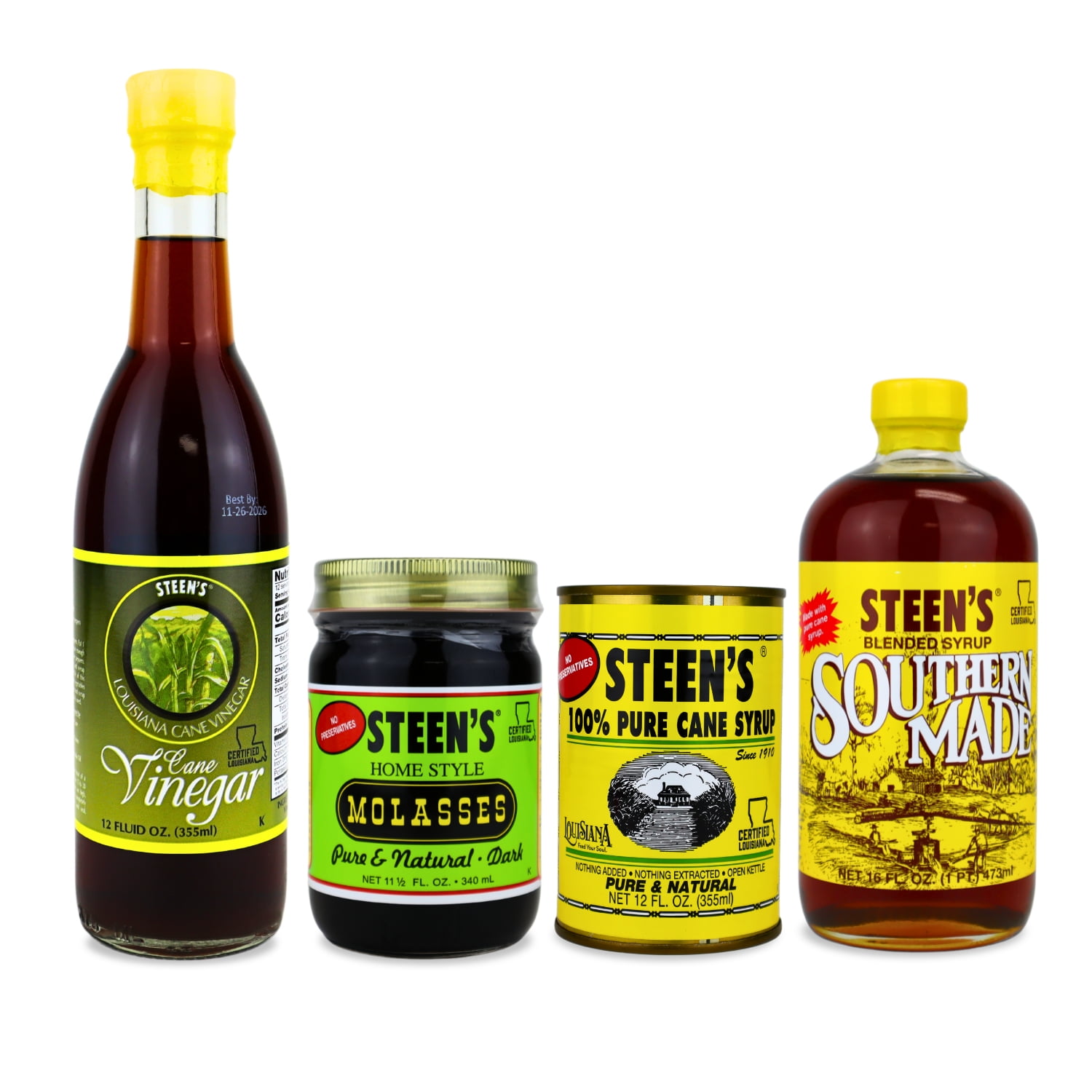 Steen's Syrup 4 Piece Variety Pack - Cane Vinegar, Molasses, Cane Syrup ...