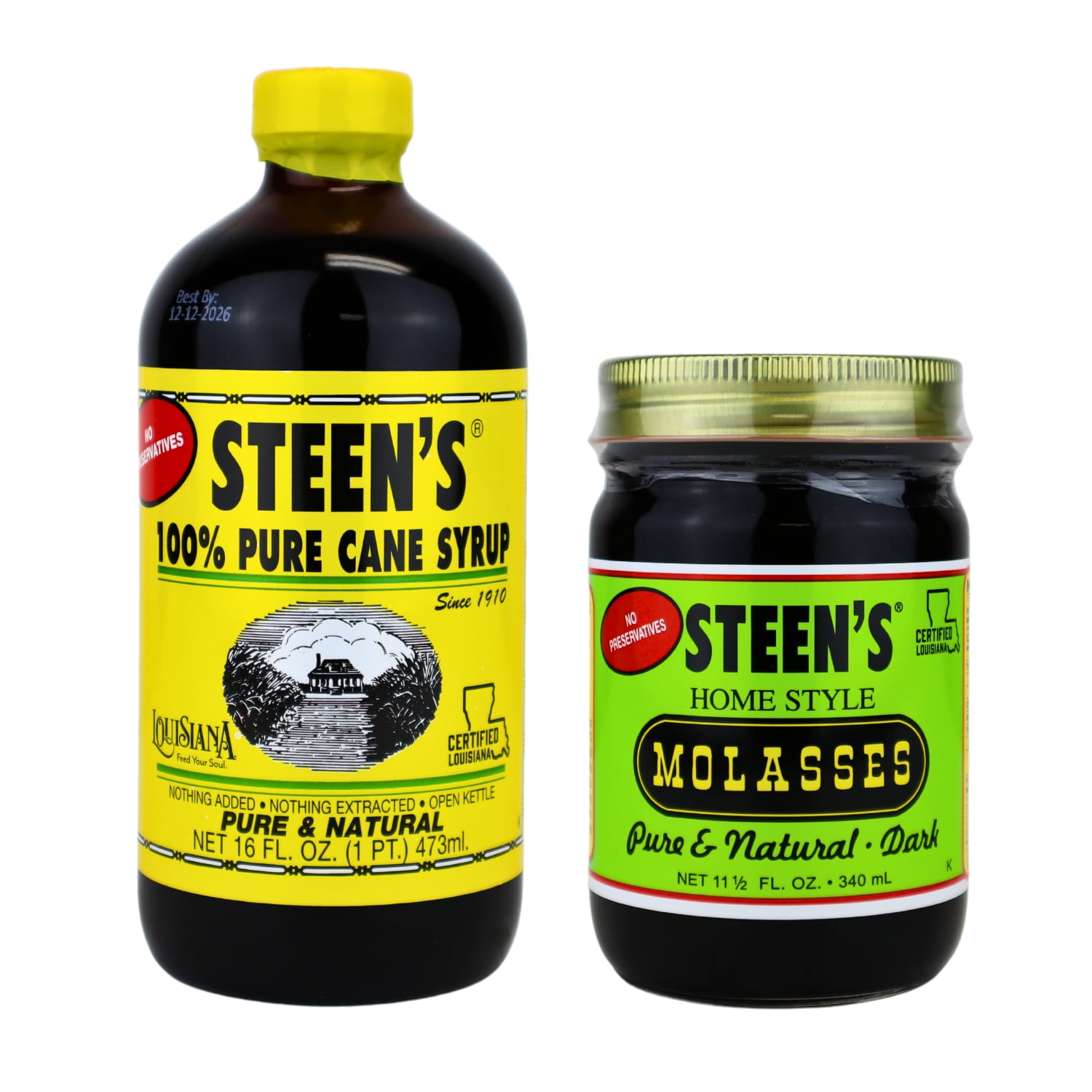 Steens Sweetening 2 Item Lagniappe Bundle- 1 Steens 100% Pure Cane Syrup 16 Oz and 1 Steens Home ...