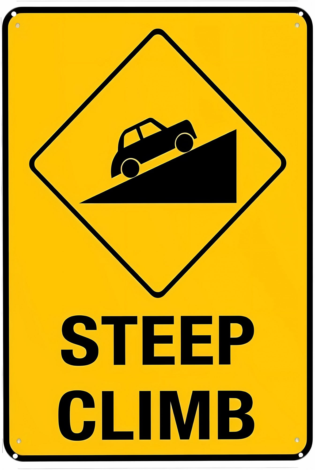 Steep Climb Sign - 8"x12" Vintage Metal Warning Sign, Road Safety Decor ...