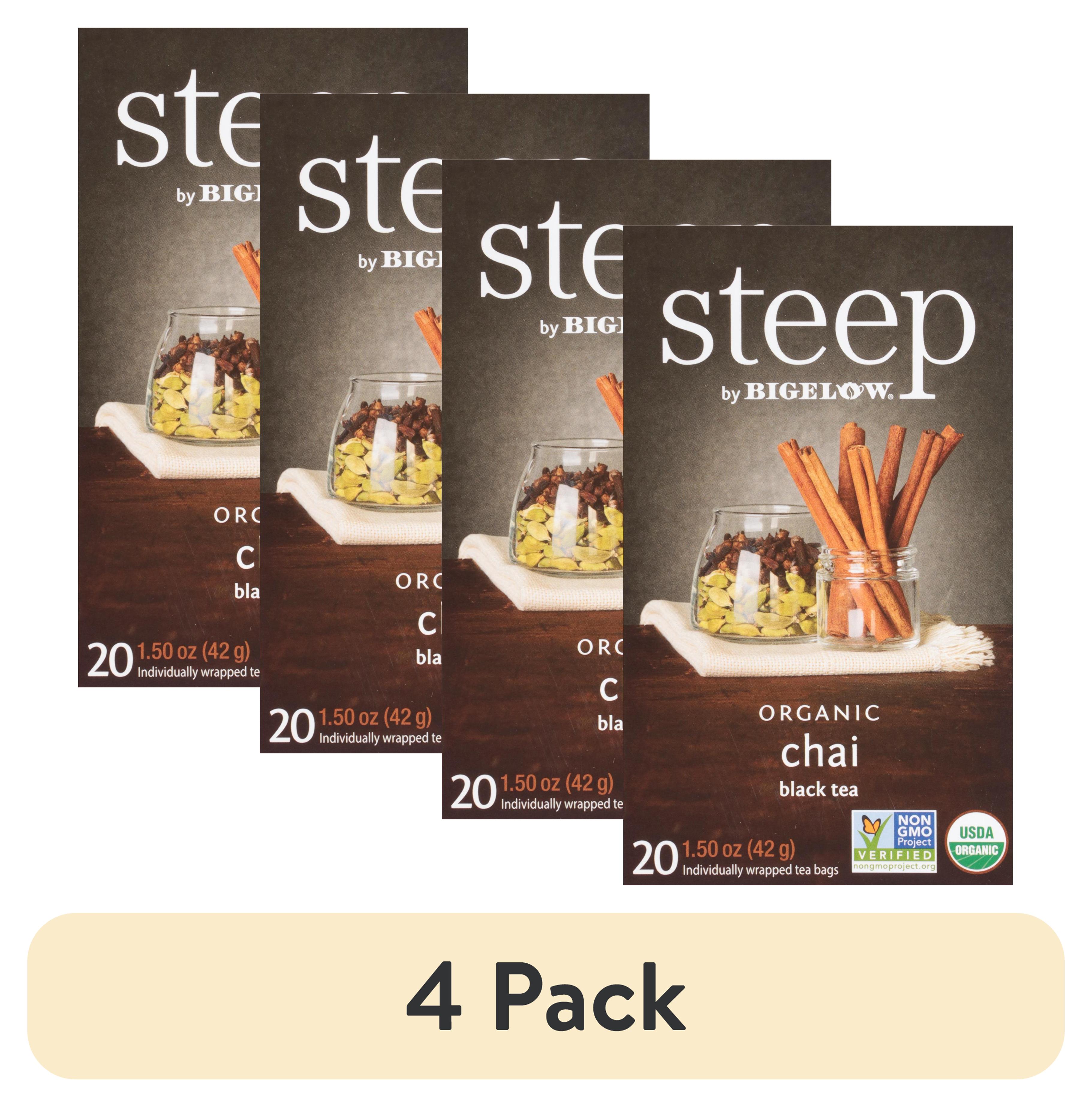 (4 pack) Steep by Bigelow Chai, Organic Black Tea Bags, 20 Count ...