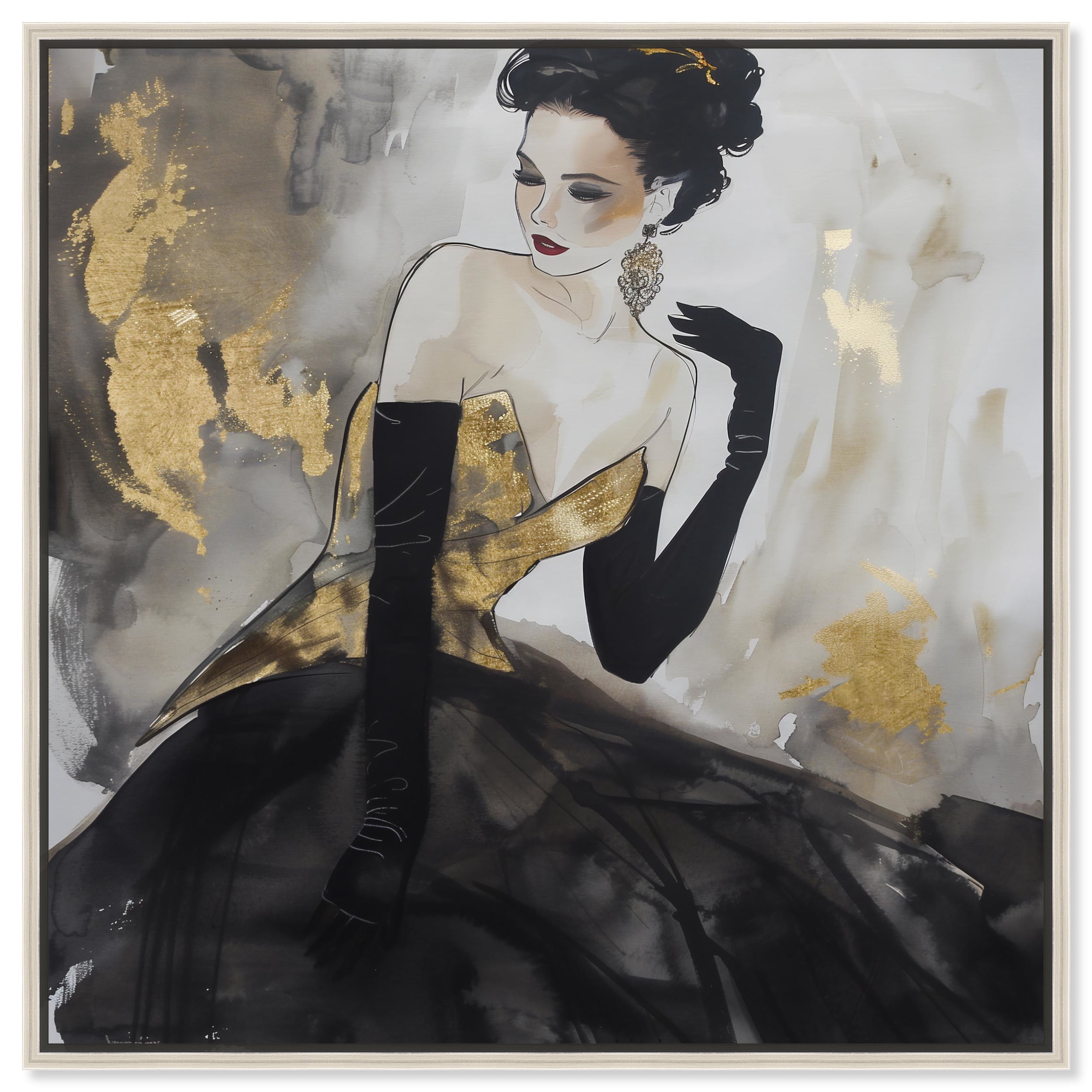 Steeped In Golden Glam Fashion Canvas Wall Art by Art Remedy, Silver ...