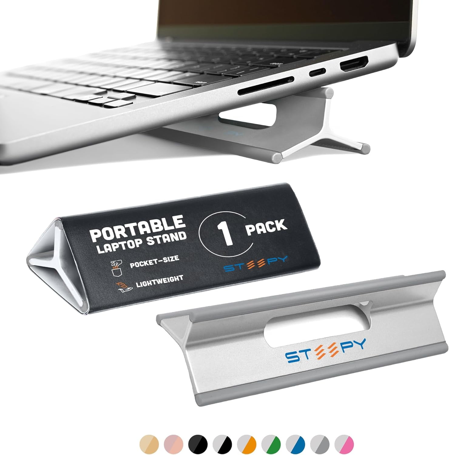 Steepy Adjustable Laptop Stand for Desk – 3 Heights Computer Stand for ...