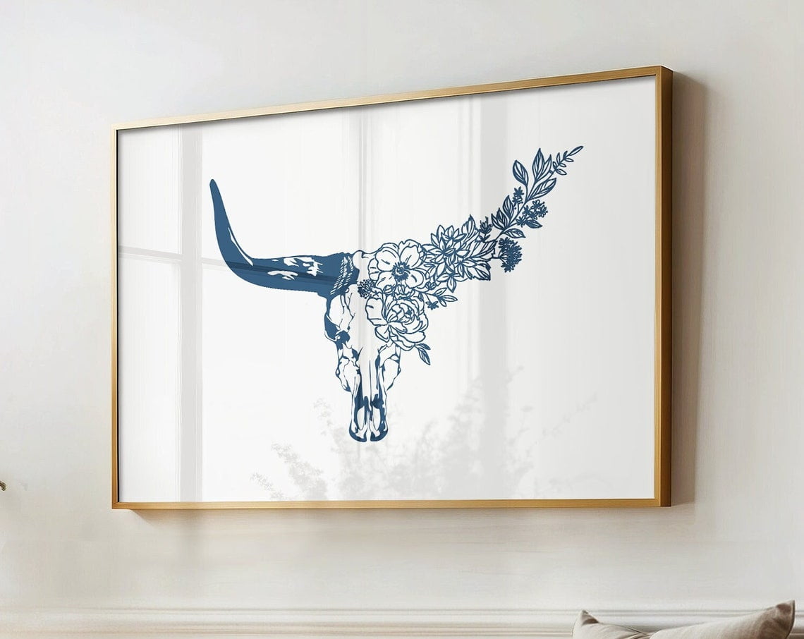 Steer Skull Western Style Art Print! Boho, Minimalist Modern Art ...