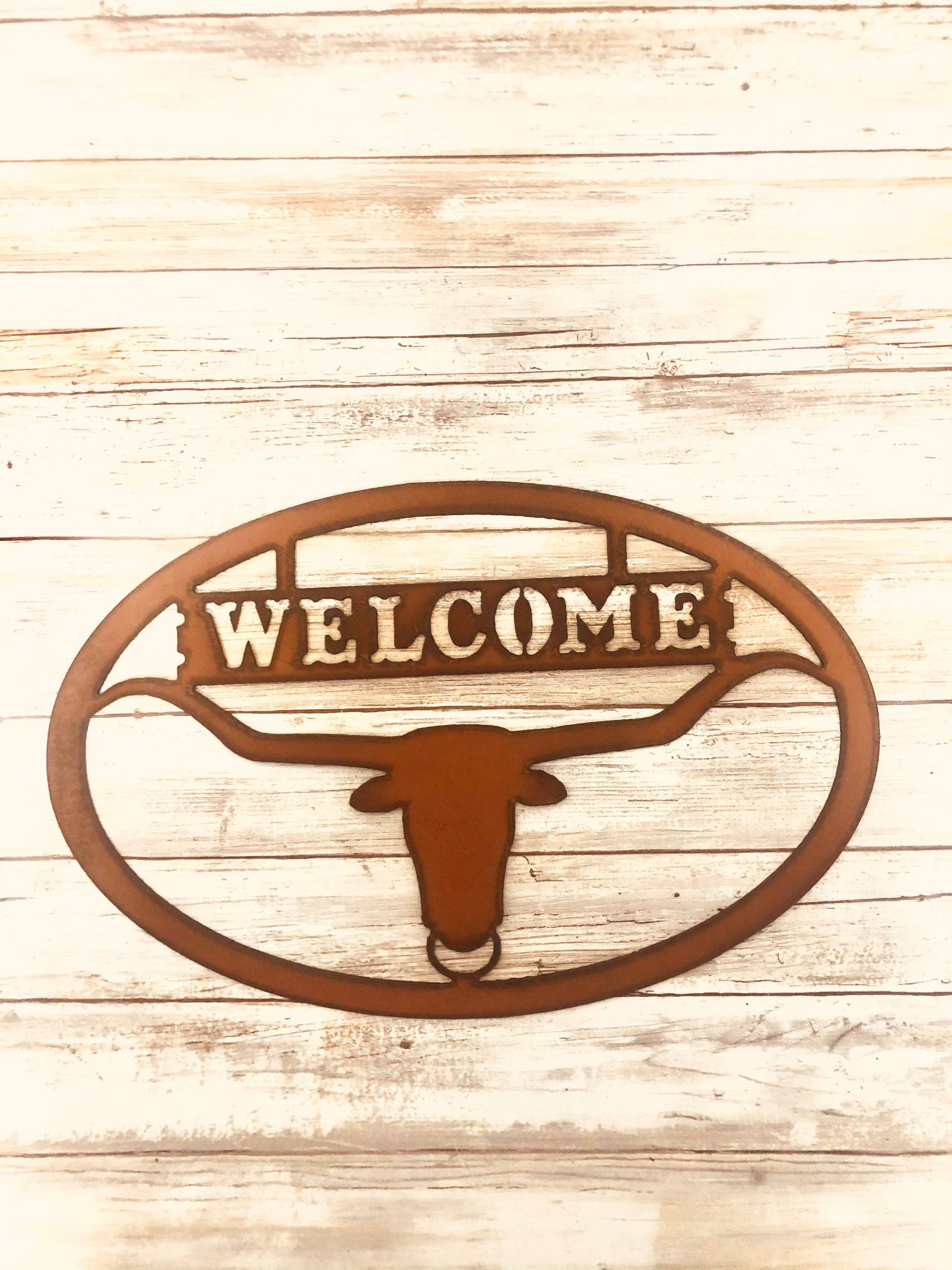 Steer head Oval Horizontal Western Welcome Sign - Walmart.com