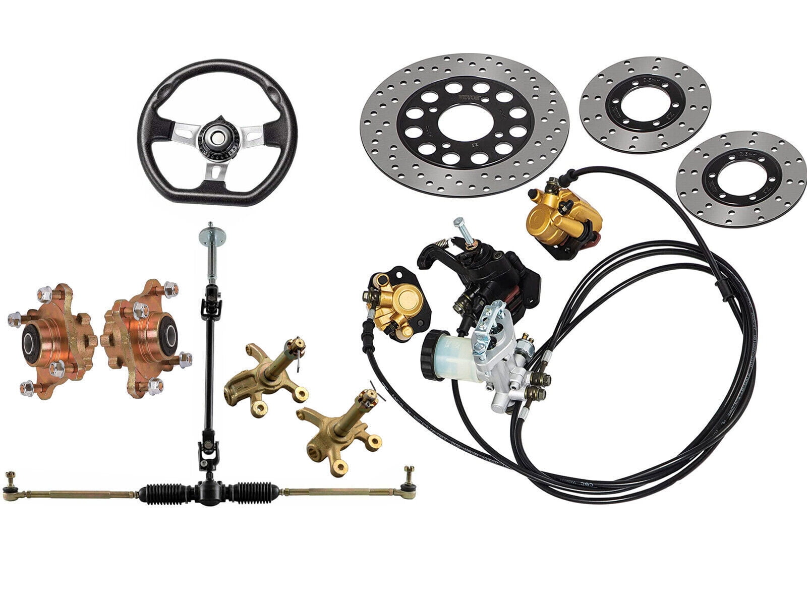Steering,4 Stud Wheel Hub,Spindle,Brake Assembly Kit For Go kart ATV ...