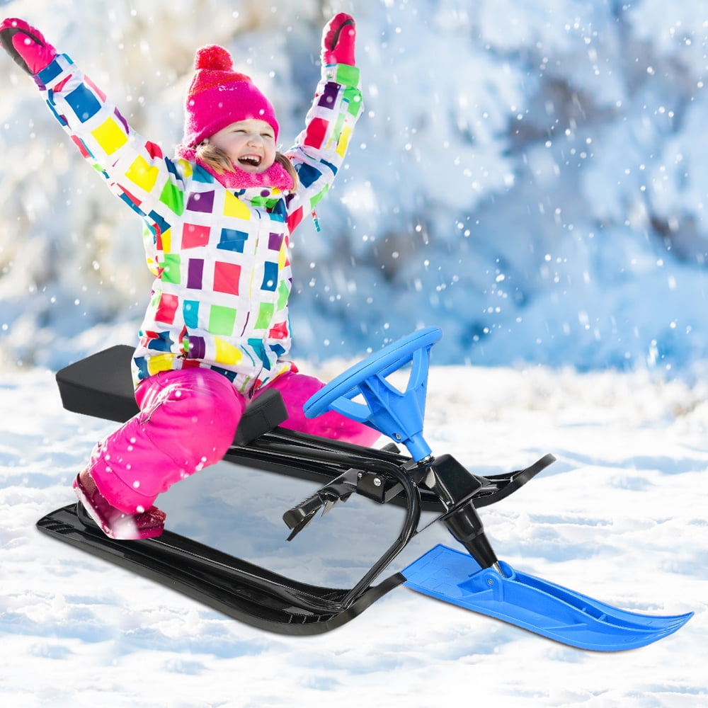 Steering Ski Sled, BTMWAY Durable Downhill Steerable Sled, Snow Racer ...