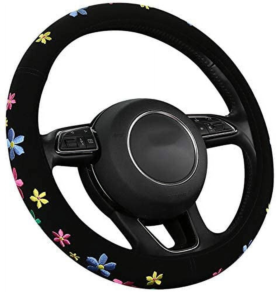 Steering Wheel Cover Cute Flowers, Embroidered Cute, Sweat Absorber ...