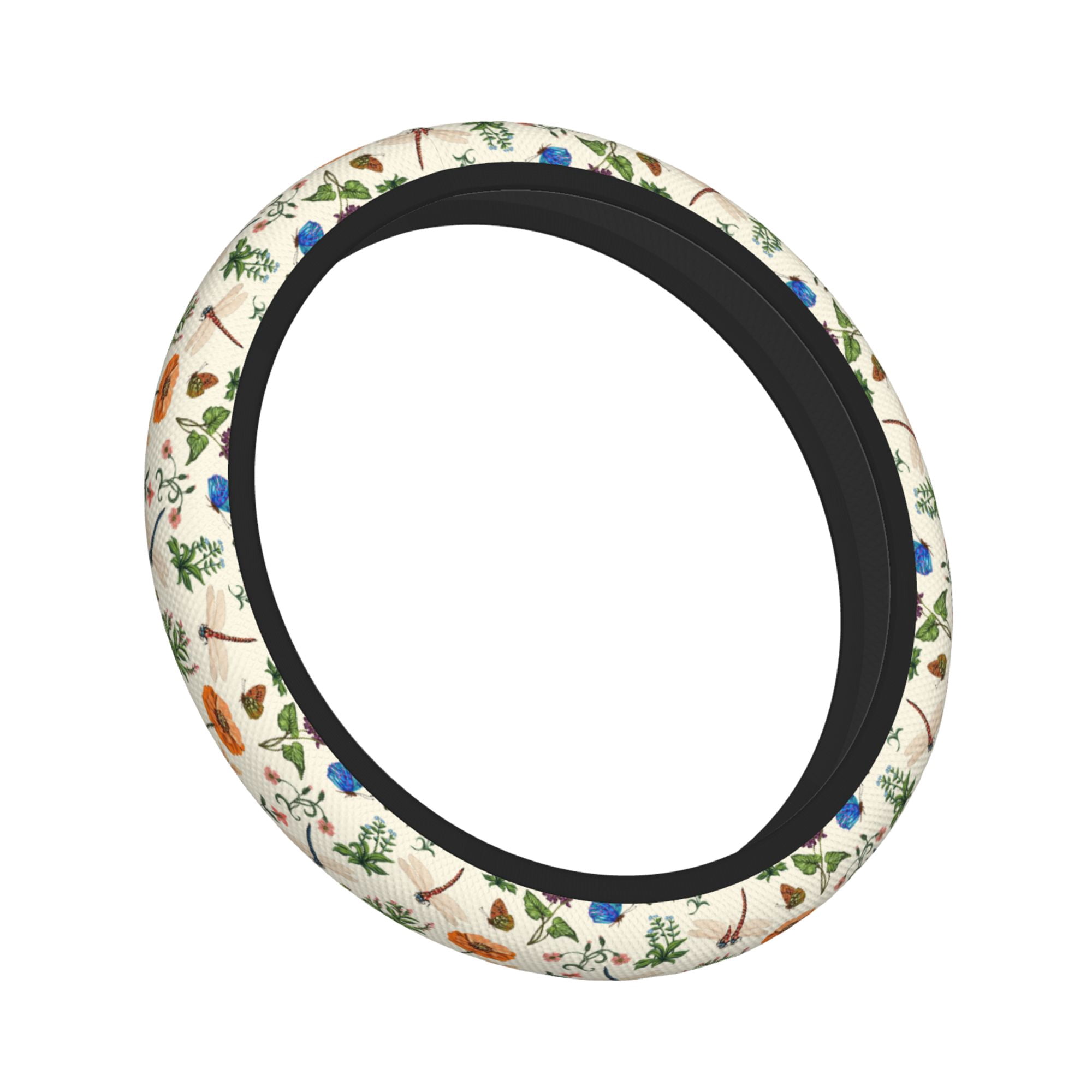 Steering Wheel Covers Dragonfly And Butterfly Flower Pattern Breathable ...