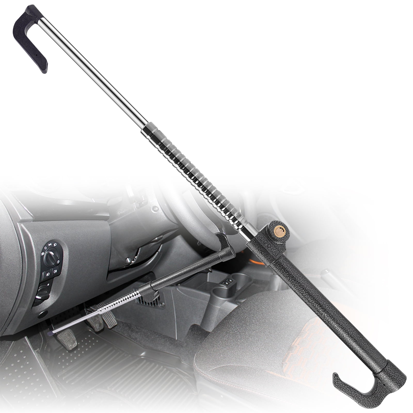 Steering Wheel Lock Anti-Theft Device, Aluminum Retractable Double Hook ...