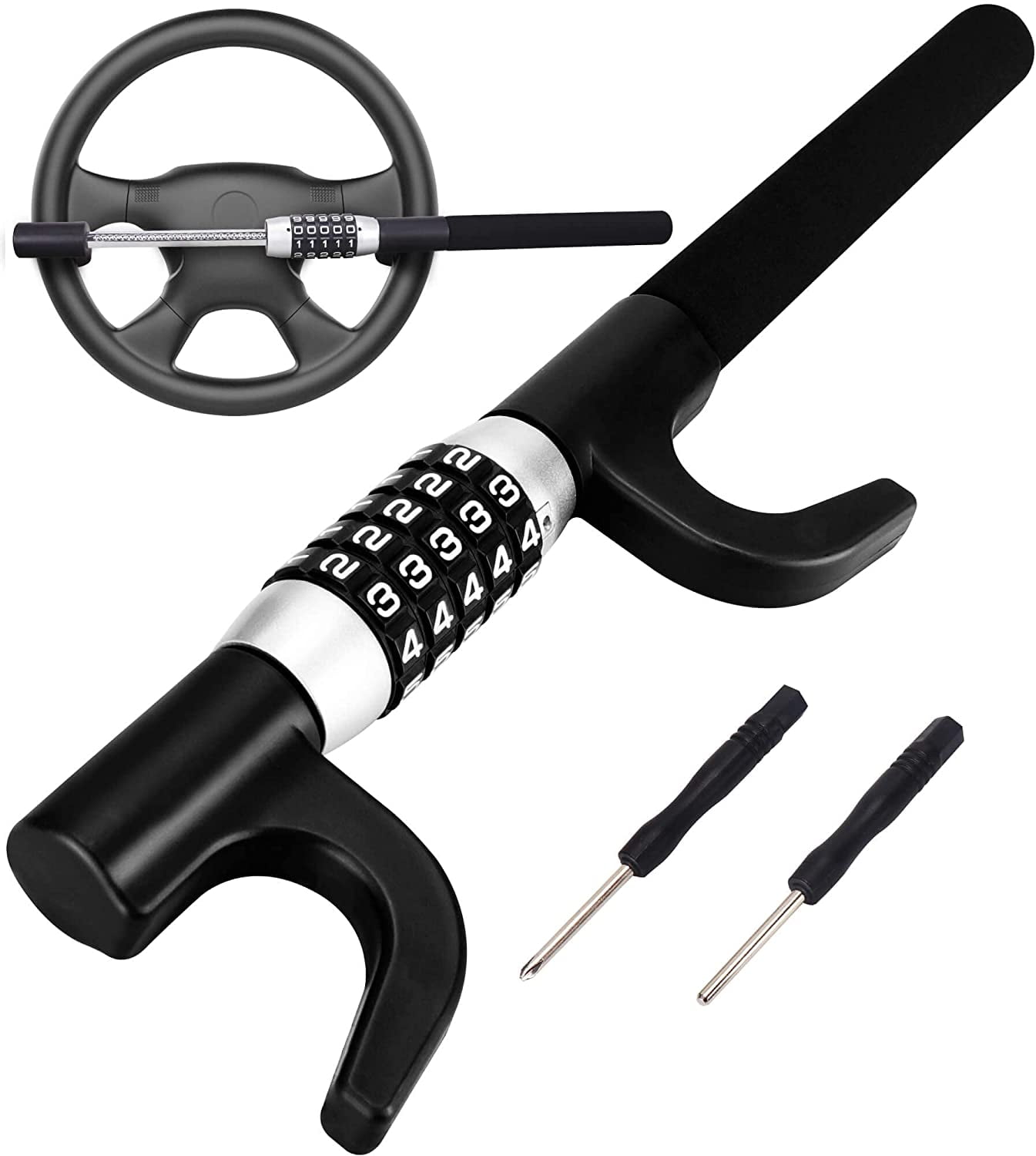 Steering Wheel Lock, Car Lock Anti Theft Keyless Extendable Retractable ...