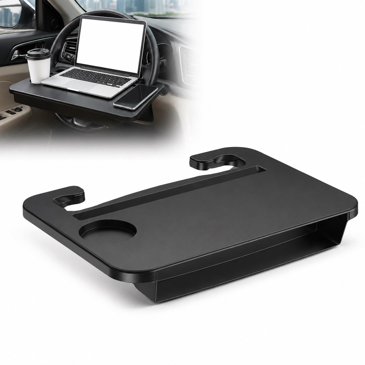 Steering Wheel Tray for Car: 2-in-1 Car Desk & Seat Gap Organizer ...