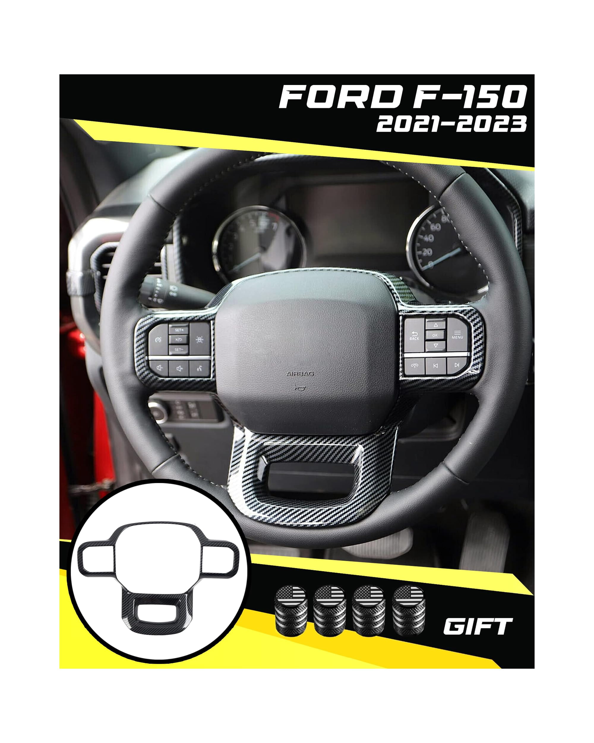 Steering Wheel Trim Compatible with Ford F150 2021 2022 2023, F-150 ...