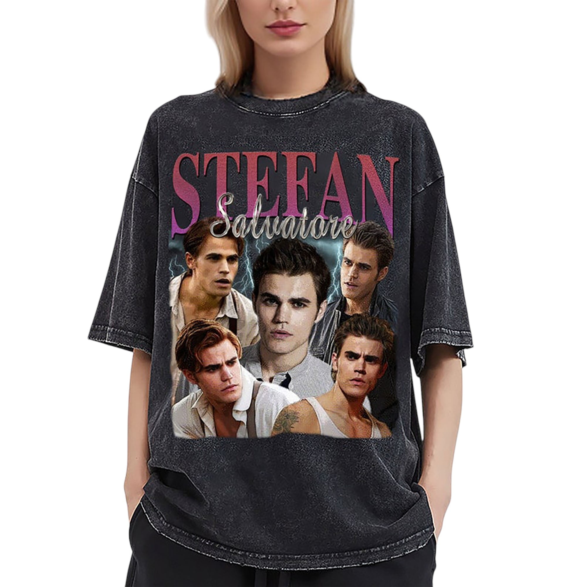 Stefan Salvatore Vintage Washed Retro Unisex Classic 2D T-Shirt - Actor ...
