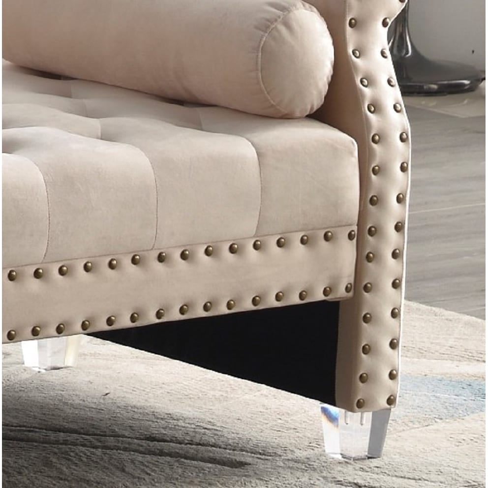 Stefania 71-inch Rolled Arm Oversized Velvet Tufted Upholstered Bench ...