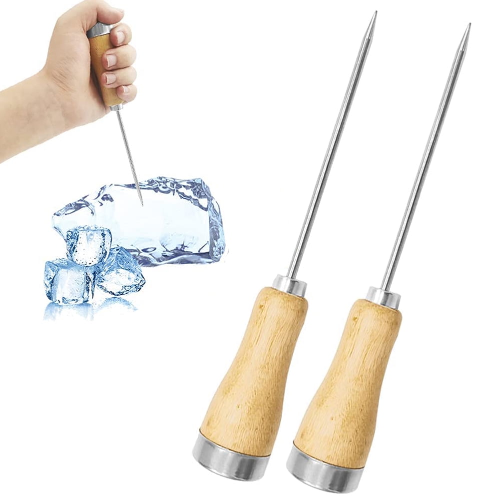 Steger 2PCS Stainless Steel Ice Crusher with Wooden Handle Ice Awl ...