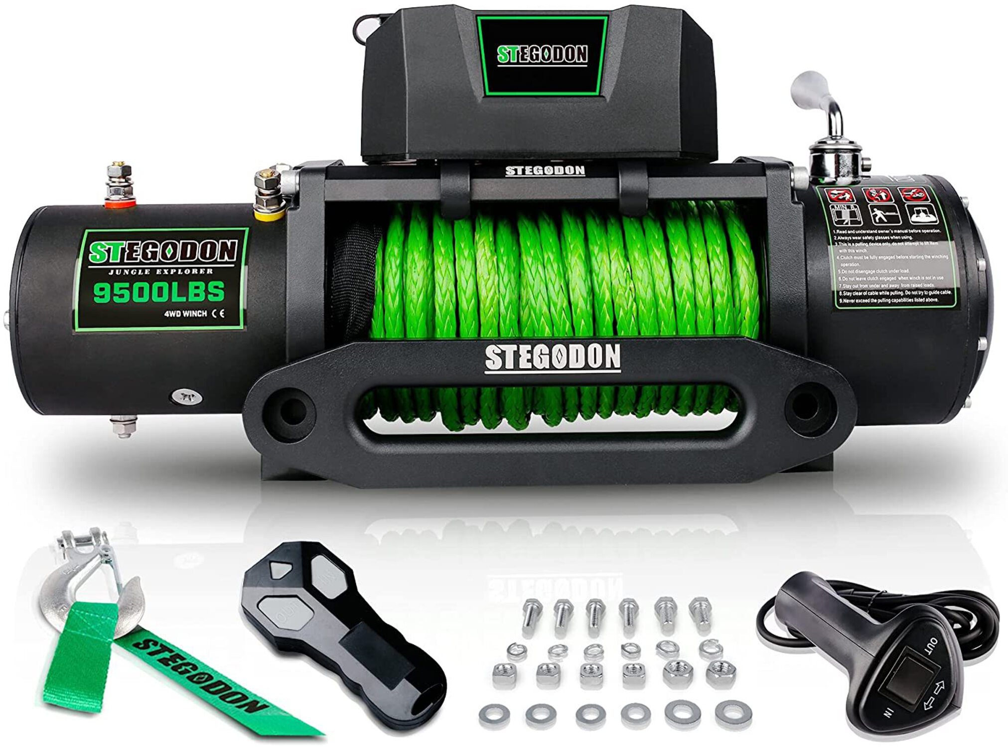 Stegodon 9500 Lb. Load Capacity Electric Winch S3,12V Waterproof Ip67 ...