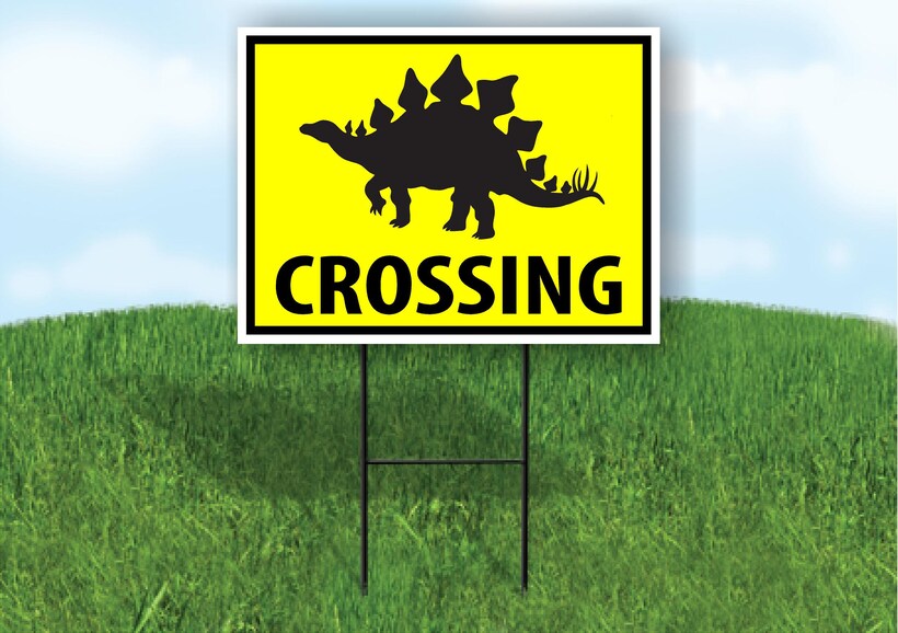 Stegosaurus Dino Dinosaur Crossing Xing Yellow Yard Sign Road Sign ...