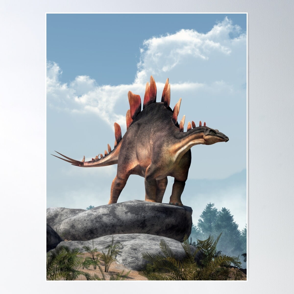 Stegosaurus On The Rocks Poster Wall Art, Modern Wall Decor For Living ...